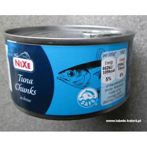 Ile kcal ma Tuńczyk Tuna Chunks in brine - Nixe - Tabele kalorii