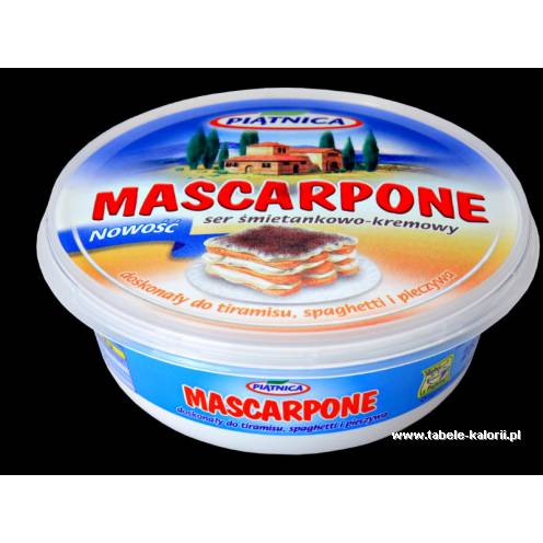 Ile kcal ma Mascarpone ser śmietankowo-kremowy - Piątnica - Tabele kalorii