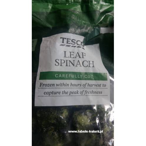 Ile kcal ma Szpinak liście Leaf Spinach - Tesco - Tabele kalorii