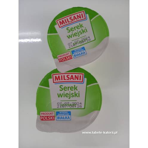 Ile kcal ma Serek wiejski naturalny - Milsani - Tabele kalorii