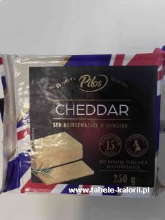 Ile kcal ma Cheddar ser dojrzewający w kawałku - Pilos - Tabele kalorii